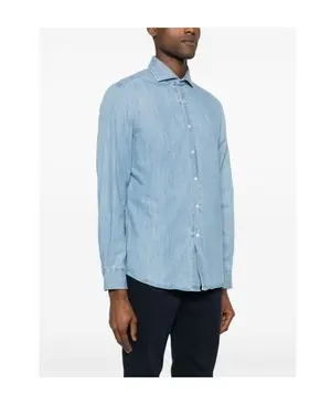 Brunello Cucinelli Long Sleeved Denim Shirt - Light Blue