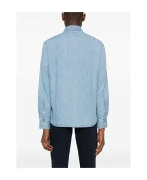 Brunello Cucinelli Long Sleeved Denim Shirt - Light Blue