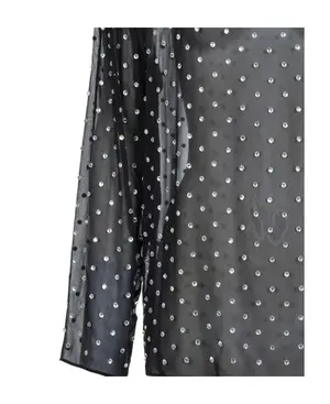 Pinko Polka Dot Embellished Crewneck Long Sleeve Blouse