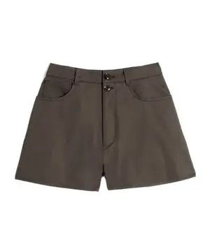 LEMAIRE Button-detailed Twill Shorts - Ristretto
