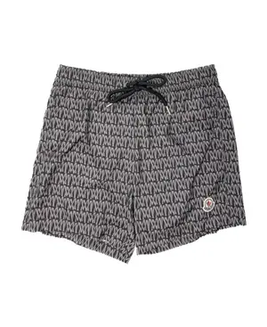 Moncler Monogram Printed Drawstring Swimming Shorts - Gray