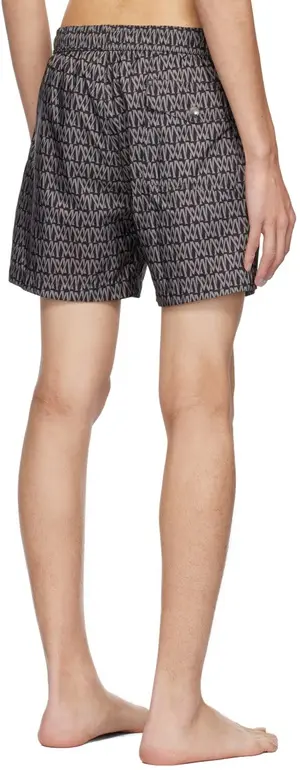 Moncler Monogram Printed Drawstring Swimming Shorts - Gray
