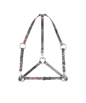 VIVIENNE WESTWOOD Plaid Pattern Leather Belt Harness - Gray