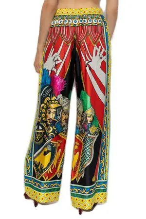 Dolce & Gabbana Carretto Printed Wide Leg Pajama Pants - Multi-color