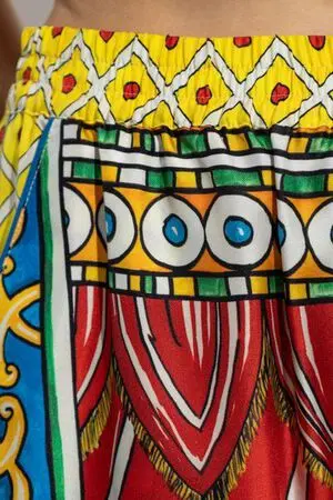 Dolce & Gabbana Carretto Printed Wide Leg Pajama Pants - Multi-color