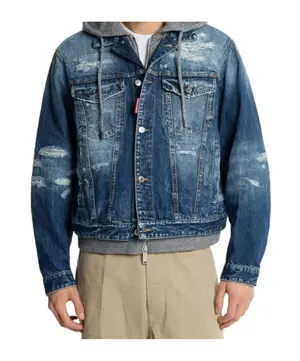 Dsquared2 Distressed Denim Hooded Jacket