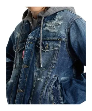 Dsquared2 Distressed Denim Hooded Jacket