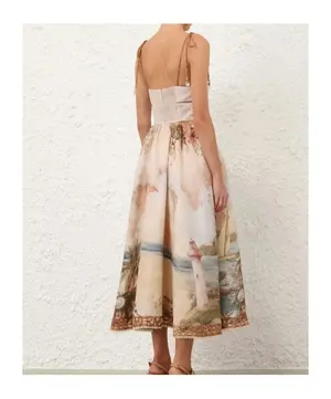 Zimmermann Mahon Printed Linen Midi Dress - No