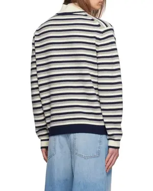Maison Kitsuné Fox Head Intarsia Striped Jumper