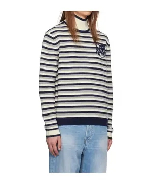 Maison Kitsuné Fox Head Intarsia Striped Jumper