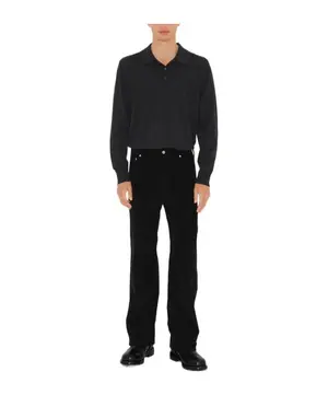 Burberry Logo Embroidered Long Sleeved Polo Shirt