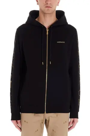 Versace Logo Embellished Hooded Jacket