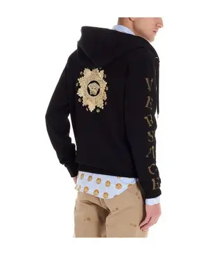 Versace Logo Embellished Hooded Jacket