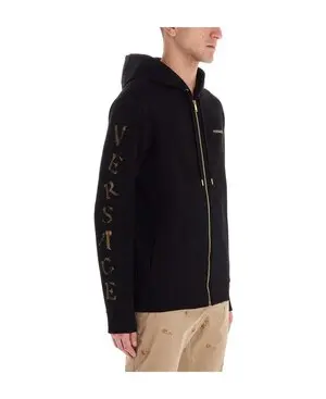 Versace Logo Embellished Hooded Jacket