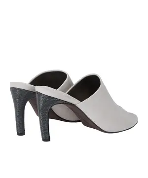 Brunello Cucinelli Open-toe High-heel Mules With Monili Embroidery