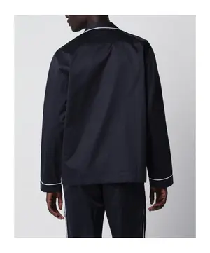 TEKLA Contrast-piping Pajamas Shirt - Black
