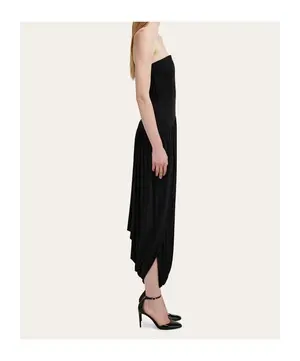FERRAGAMO Asymmetrical Draped Bustier Dress - Black
