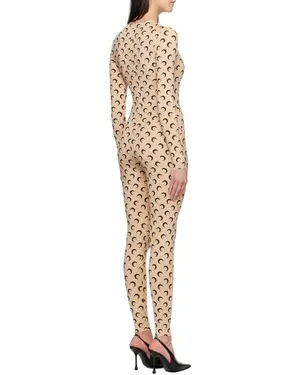 MARINE SERRE Logo Monogram Crewneck Jumpsuit - Beige