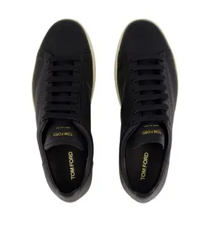 TOM FORD Perforated Leather Lace-up Sneakers - Black