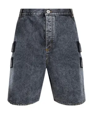Balmain Distressed Logo Denim Shorts