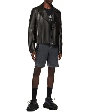 Balmain Distressed Logo Denim Shorts