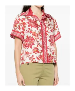 Etro Floral Print Short Sleeve Shirt - Red