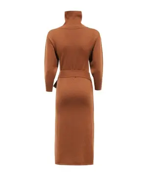 YVES SALOMON Belted High-neck Dress