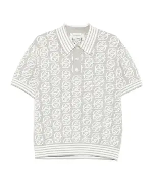 Drole De Monsieur Monogram-knit Striped-trim Polo Shirt - Grey