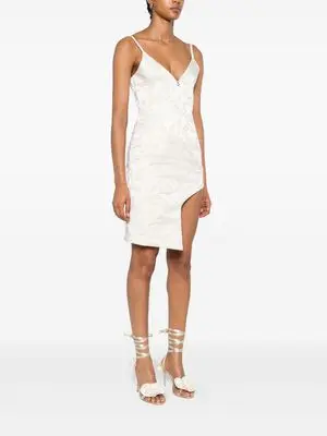 Coperni Asymmetric Floral-jacquard Mini Dress