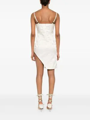 Coperni Asymmetric Floral-jacquard Mini Dress