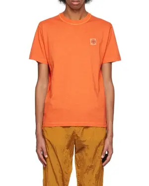 Stone Island Logo Patch Crewneck T-shirt - Orange