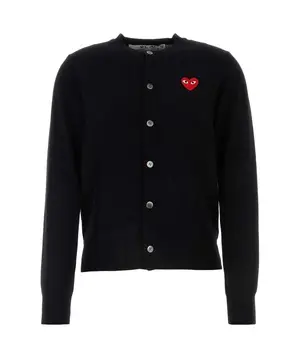 Play Comme Des Garcon Cardigan With Heart Logo - Black