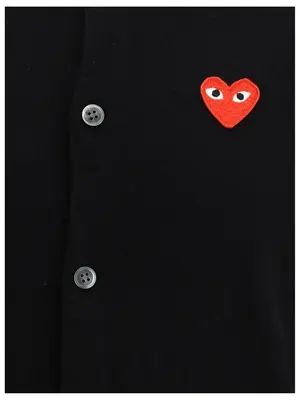Play Comme Des Garcon Cardigan With Heart Logo - Black