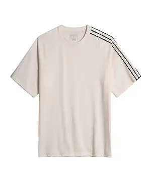 Y3 Raw Edge 3 Stripes Short Sleeved T-shirt - White
