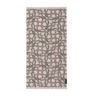 Loewe Anagram Fringed Beach Towel - Beige/black