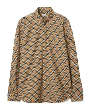 Burberry Checked Long-sleeved Shirt - Sand