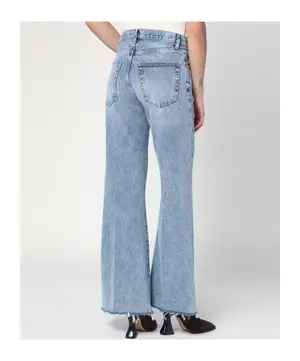 FRAME Wide-leg Jeans With Washed Effect - Blue