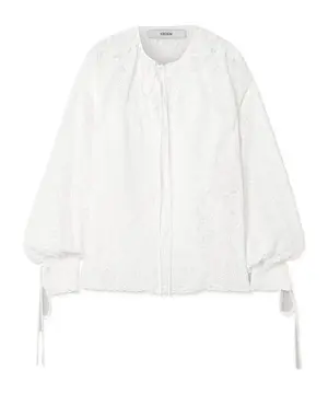 Erdem Floral-embroidered Cotton Lace Blouse