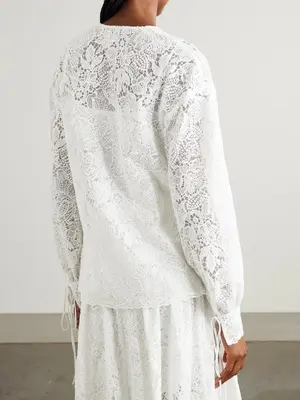 Erdem Floral-embroidered Cotton Lace Blouse