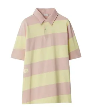 Burberry Striped Short Sleeve Polo Shirt - Nude