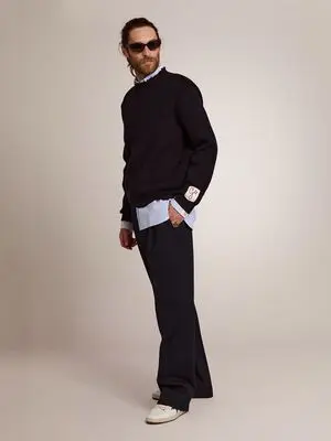 GOLDEN GOOSE Logo Patch Knitted Jumper - Black