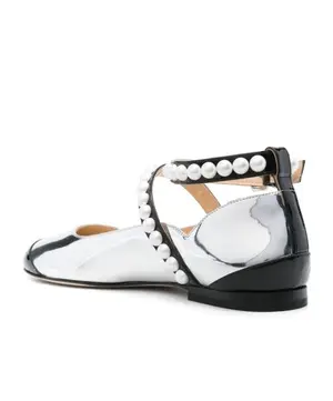 MACHMACH Mach & Mach Round Toe Ballet Flats With Pearl Embellishments