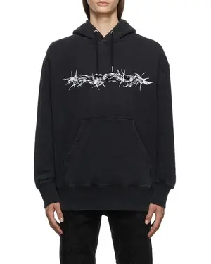 Givenchy Barbed Wire Printed Hoodie - Black