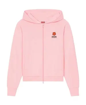 Kenzo Boke Flower Crest Zip-up Hooded Cardigan - Pink