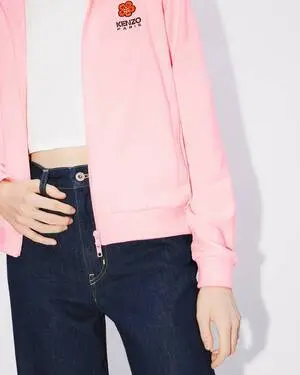 Kenzo Boke Flower Crest Zip-up Hooded Cardigan - Pink