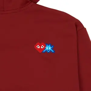 Play Comme Des Garcon X Invader Pixelated Heart Zip-up Hoodie - Red