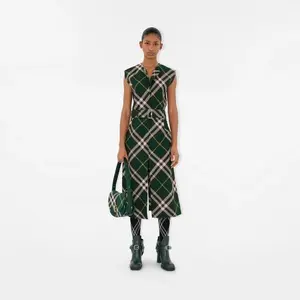 Burberry Nova Checked Belted Sleeveless Midi Dress