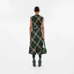 Burberry Nova Checked Belted Sleeveless Midi Dress