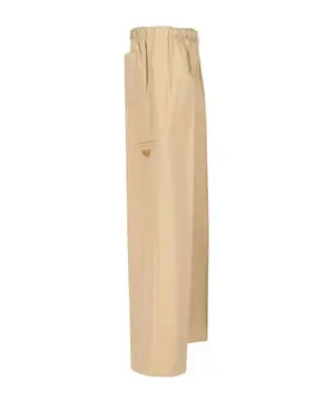 Prada Wide-leg Pants With Triangle Logo Plaque