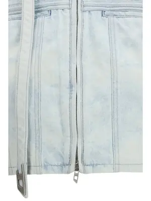 DIESEL® De Saphix Cropped Denim Jacket With Zip Fastening - Blue